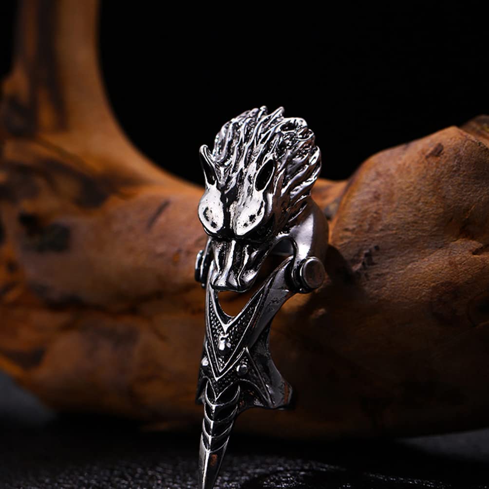 KALLORY Knuckle Joint Full Finger Ring Vintage Punk Rings Wolf Activity Ring Gothic Claw Finger Rings Hip Hop Costume for Men Woman