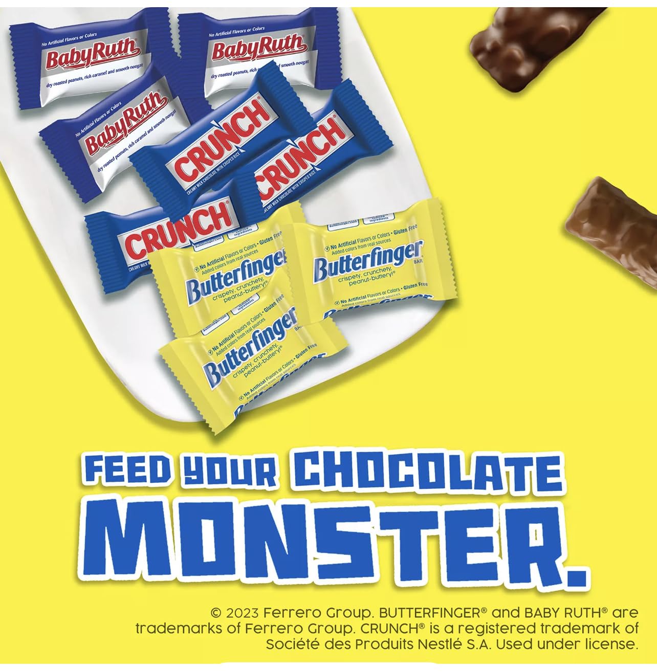 HALLOWEEEN CANDY | Butterfinger, CRUNCH and Baby Ruth, Mini Size Bars (200 PIECES) - 4.5 LBS | Individually Wrapped Assorted Mini Size Candy Bars Best For Trick and Treat Halloween Night | SAMEDAYS SHIPPERS BRANDED BAG CLIP INCLUDED