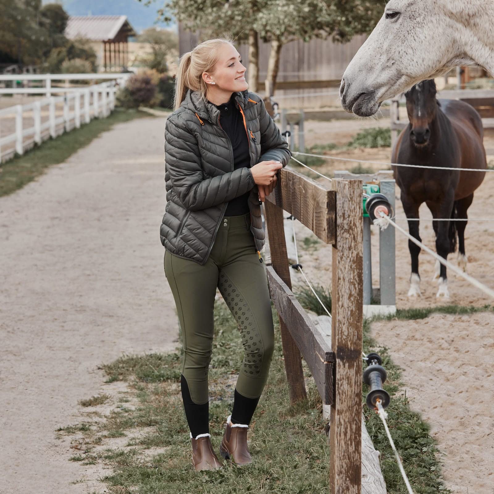 HORZE Holly Womens Fitted Padded Equestrian Horse Riding Winter Jacket - Green - 8/10