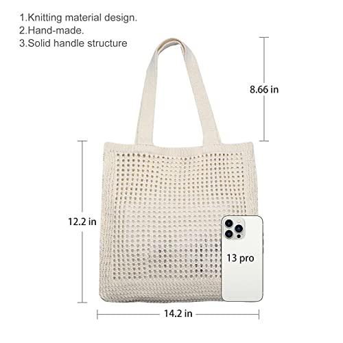 LACE INN Straw Mesh Tote Bag for Women, Cute Handmade Tote Shoulder Handbag for Vacation