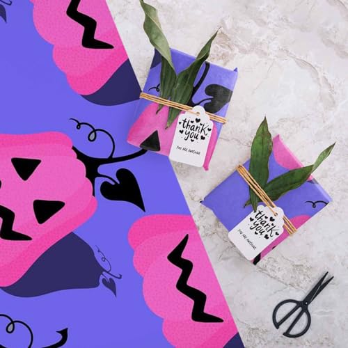 InterestPrint Black Pumpkin Gift Wrapping Paper Gift Paper for Birthday, Holiday, Graduation 1 Piece