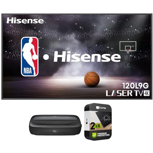 Hisense 120L9G-CINE120A 4K UHD Laser TV Triple-Laser UST Projector with 120 inch Screen (Renewed) Bundle with 2 YR CPS Enhanced Protection Pack