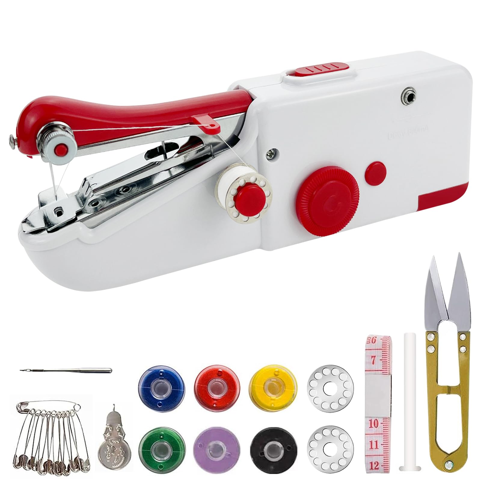 Handheld Sewing Machine, Mini Sewing Machine for Quick Stitching, Electric Portable Sewing Machine for Beginners, Hand held Sewing Device for DIY, Fabrics, Clothes, Home and Travel