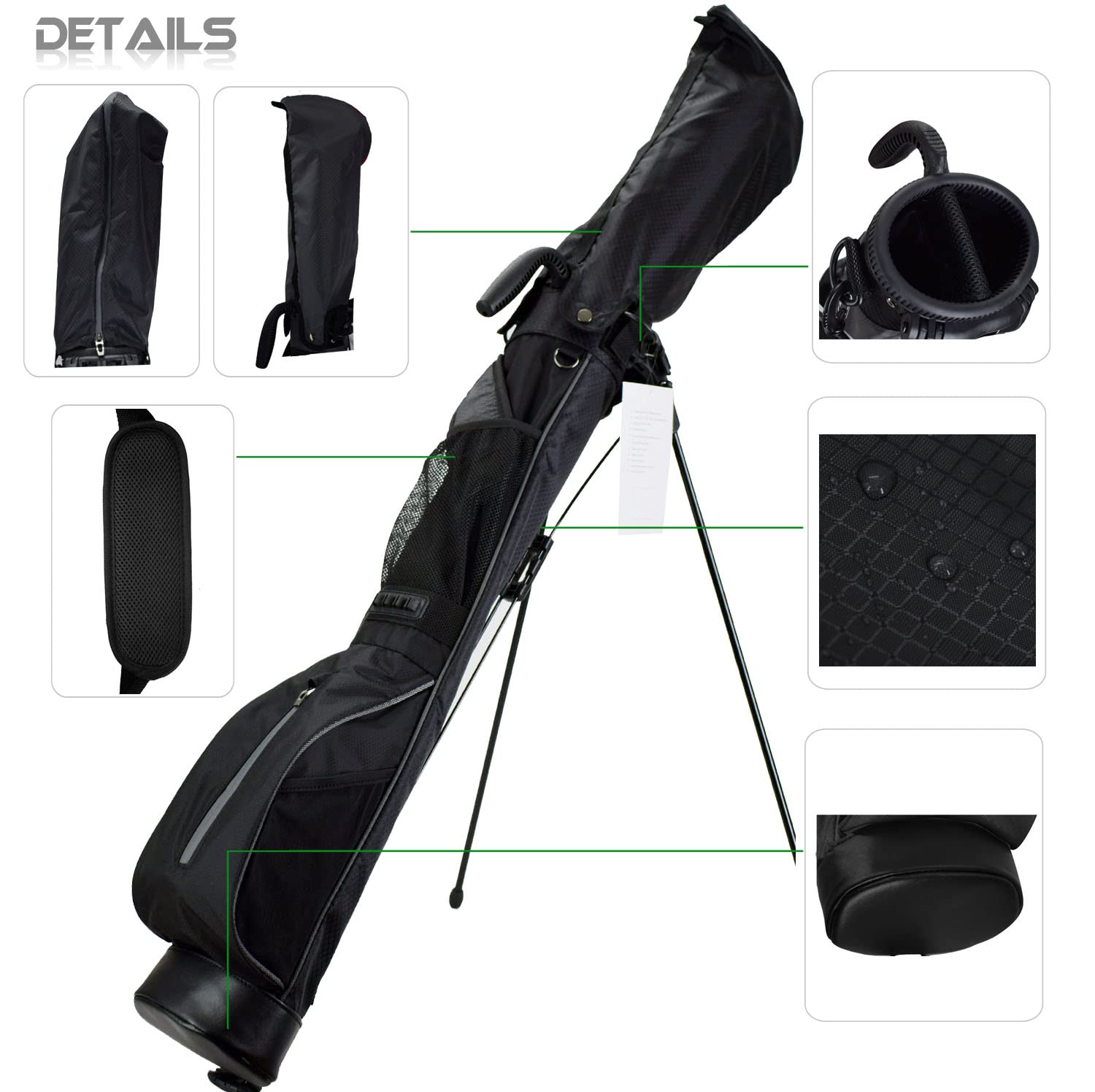 LAISUNTIM Golf Stand Bag Retractable, Portable Golf Bag with 4 Way Divider and Dual Straps, Waterproof Wear-Resistant Durable Fabric Golf Bag for Women and Men (Grey)