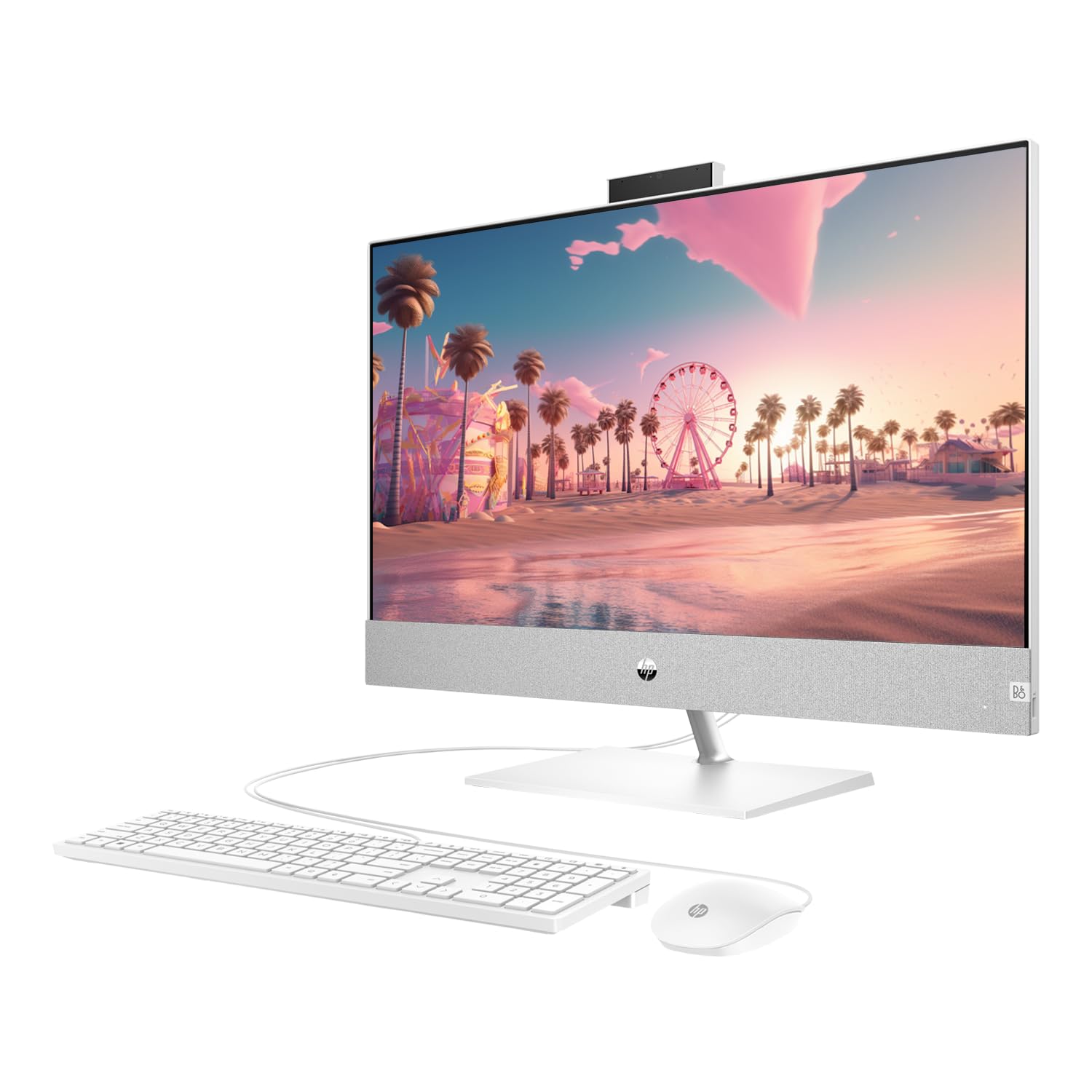 HP Pavilion All-in-One Desktop, 27” FHD Display, AMD Ryzen 5 5500U Processor, 32GB RAM, 2TB SSD, Wi-Fi 6, Webcam, HDMI, RJ-45, Wired KB & Mouse, Windows 11 Home, White
