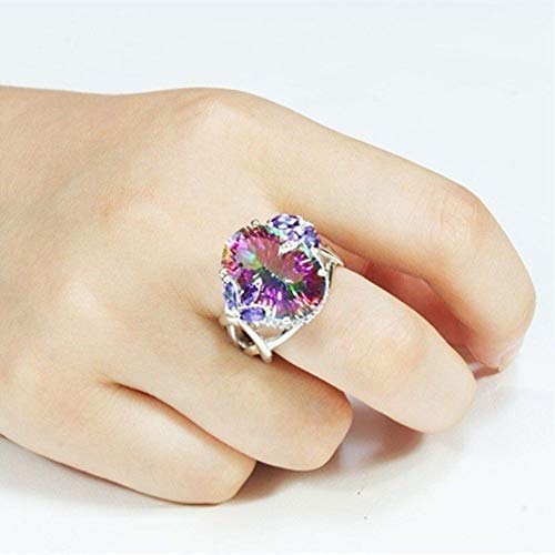 KarryStore Women Mysterious Rainbow Colorful Ring Bridal Luxury Wedding Ring 925 Sterling Silver Anniversary Ring Engagement Ring lover gift For Woman Jewelry (7)