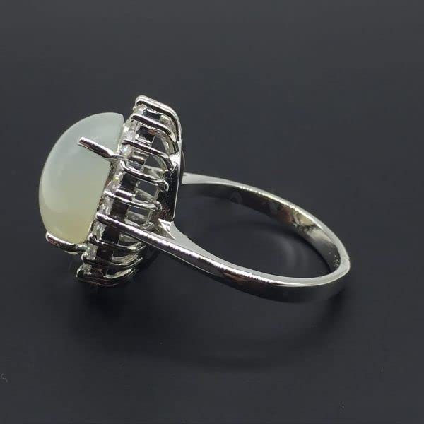Moonstone And Cz Ring,925 Sterling Silver Ring,Wedding Ring,Promise Ring,Gift for Women,Silver Jewelry (Ring Size-8)