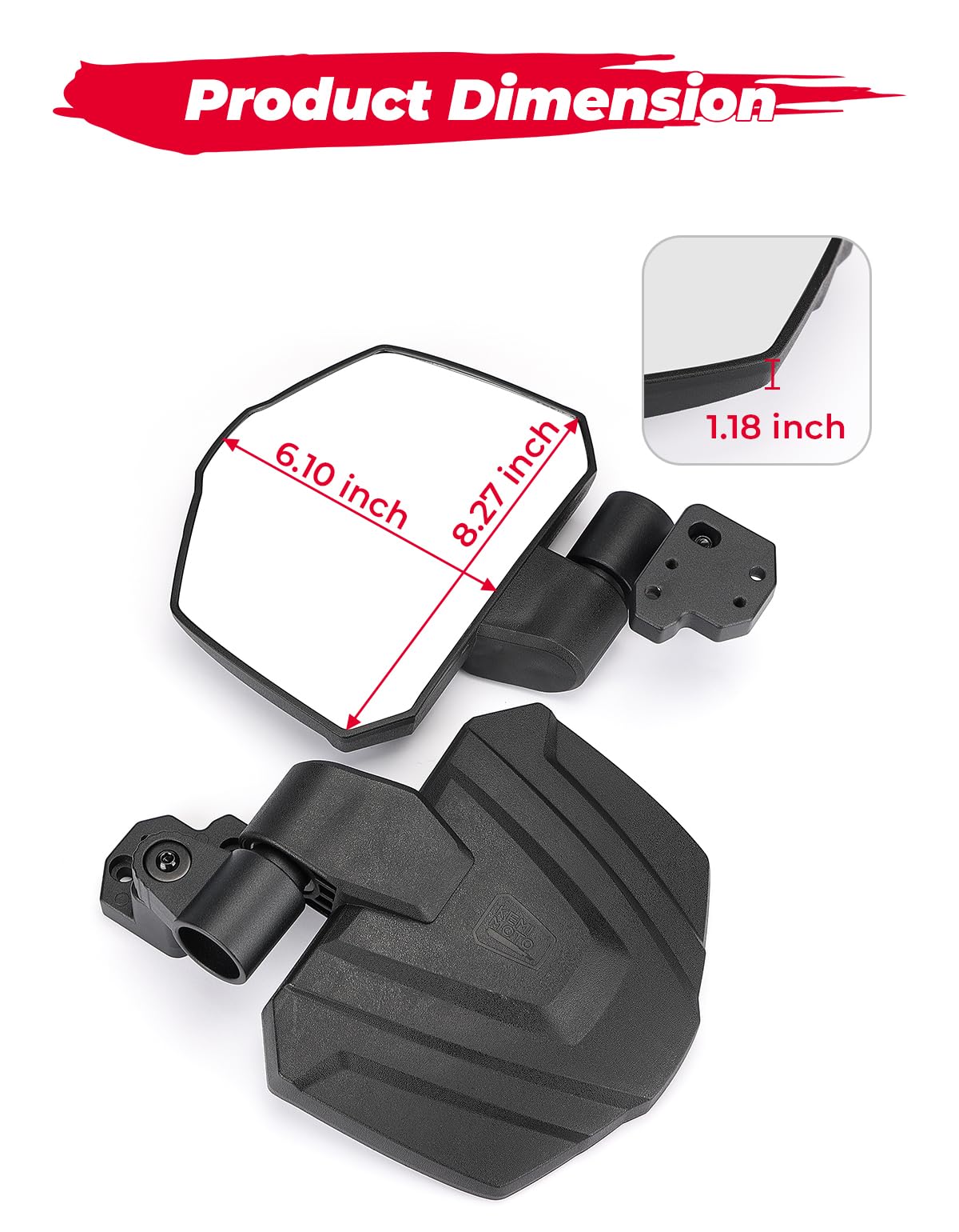 KEMIMOTO UTV Side Mirrors, Side by Side Mirrors Compatible with Can-Am Defender HD 5/8 / 10 / MAX 2016-2022, OE Replace #715002459 Sold in One Pair- Work with Roof and Windshield