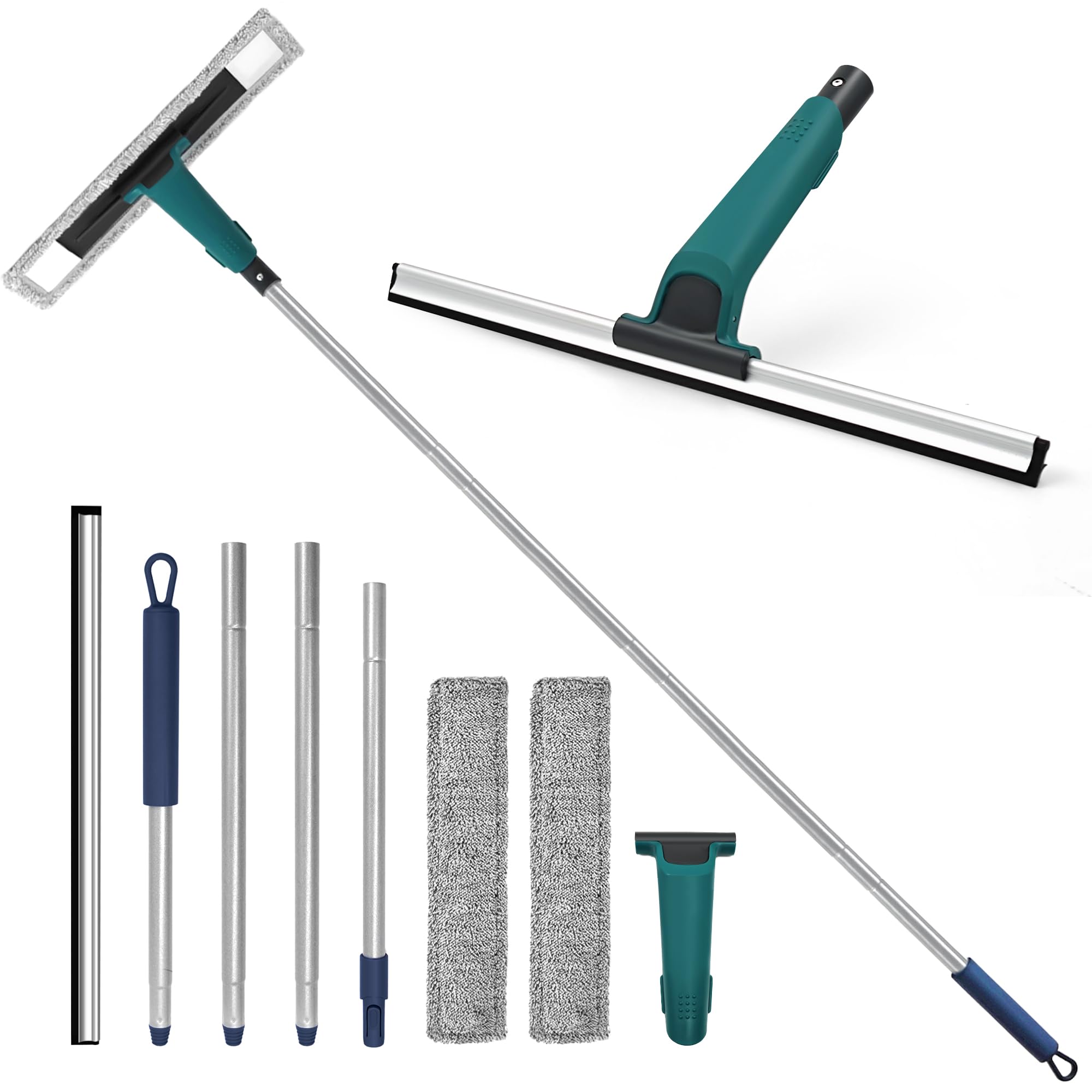 JEHONN Window Shower Squeegee for Glass Door with 60 Inches Long Handle, Professional Floor Squeegee Mop for Cleaning Garage Tile Concrete Mirror Car Windshield Bathroom Home