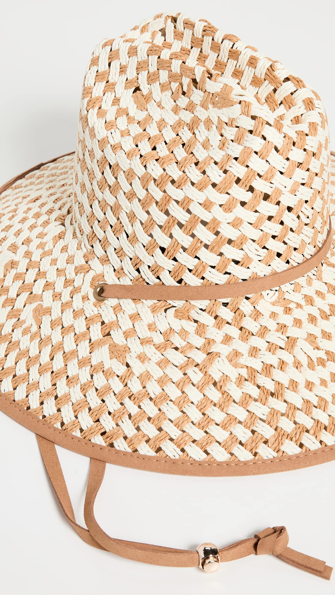 Lele Sadoughi Women's Straw Checkered Hat, Natural, Tan, One Size