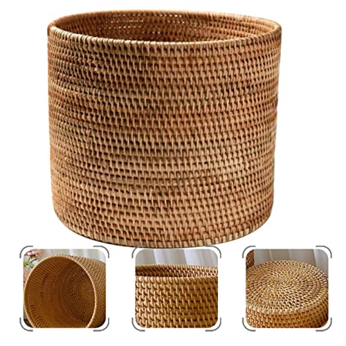 ULTECHNOVO Woven Wastebasket Imitated Basket, Decorative Vegetable Wicker Sundries Holder Grass Rattan Round Basket Container Vintage Organizing L Pastoral Potato Finishing S Bathroom