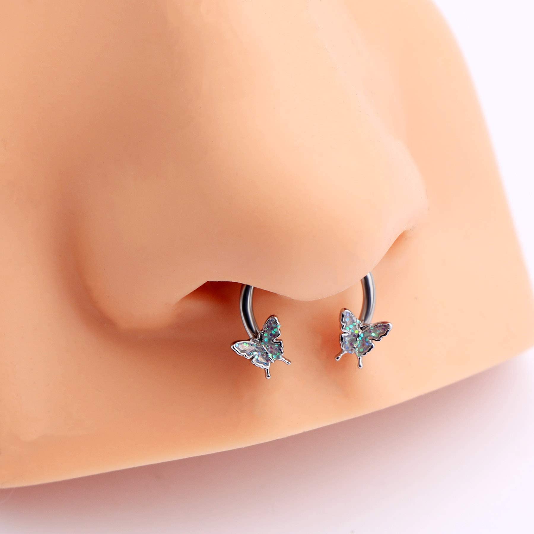 Jewseen Butterfly Daith Earring, 16G/1.2mm Gauge, 316L Surgical Steel, Hypoallergenic, for Cartilage Piercing