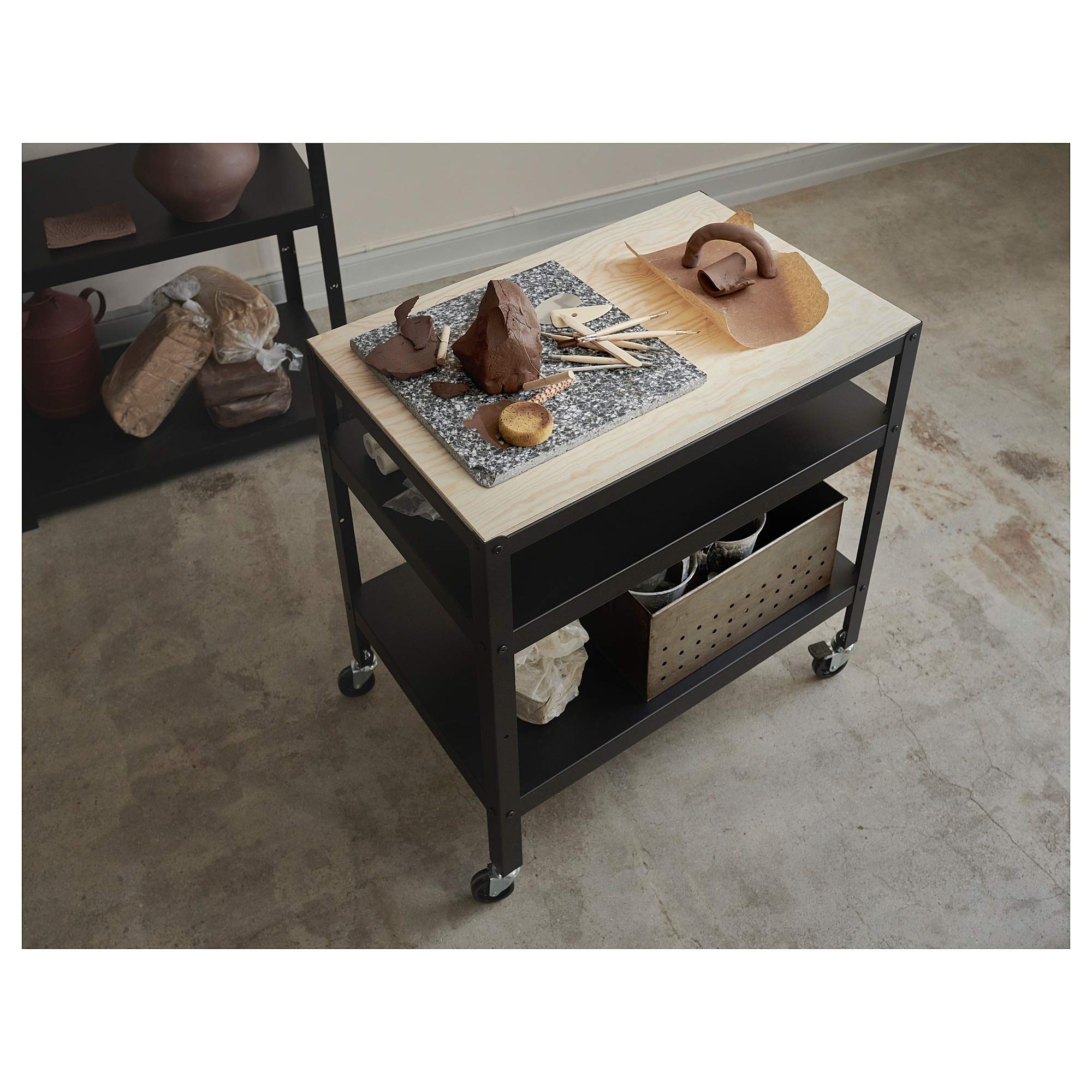 IKEA Bror Utility Cart, Black, Pine Plywood