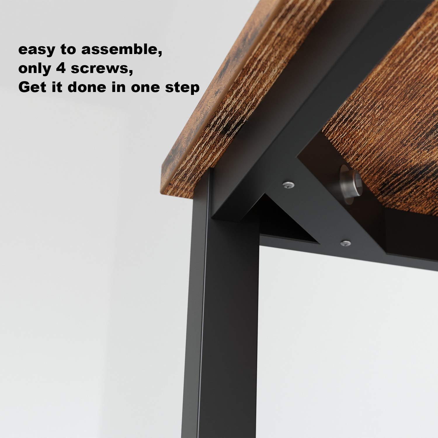 IRONCK Computer Desk, 39.4" Small Desk Home Office Study Writing, Wood and Desk Metal Frame, Modern Simple Laptop Table for Small Place, Easy Assembly, Industrial Style
