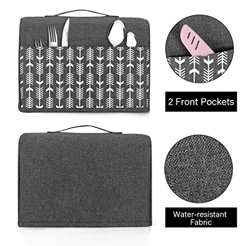 Yarwo 2 Slice Toaster Cover with Pockets and Top Handle, Nylon Toaster Cover Fits for Most Standard 2 slice Toasters, Gray with Arrow