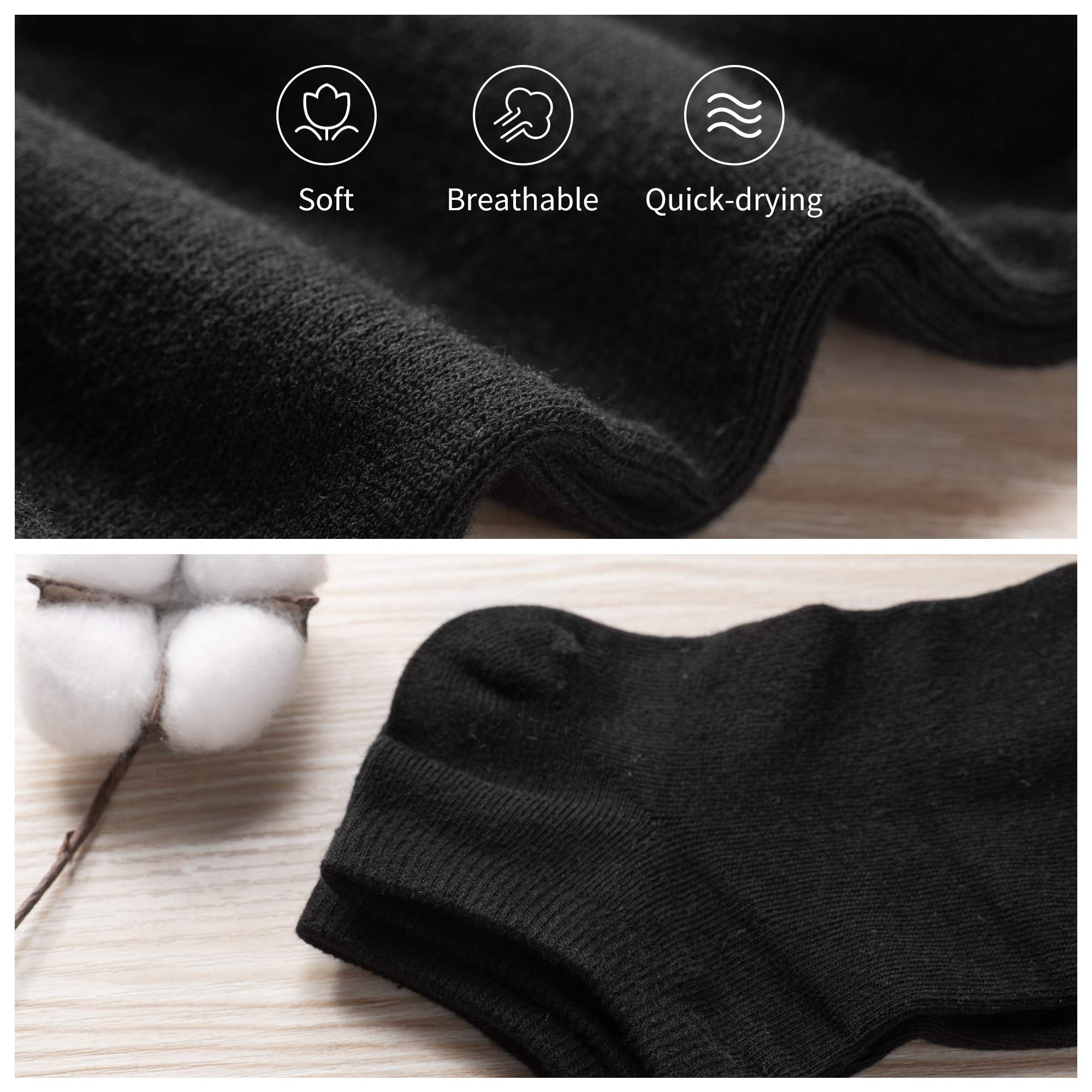 IEOVIEE Women Athletic Ankle Socks Low Cut Cushioned Running Socks Soft Cotton No Show Socks for US Size 7-12(6 Pairs)