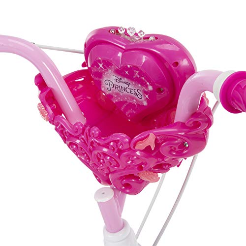 Huffy Disney Princess Kid Bike, Quick Connect Assembly, 12 & 16 inch, Pink w/ Training Wheels, Streamers