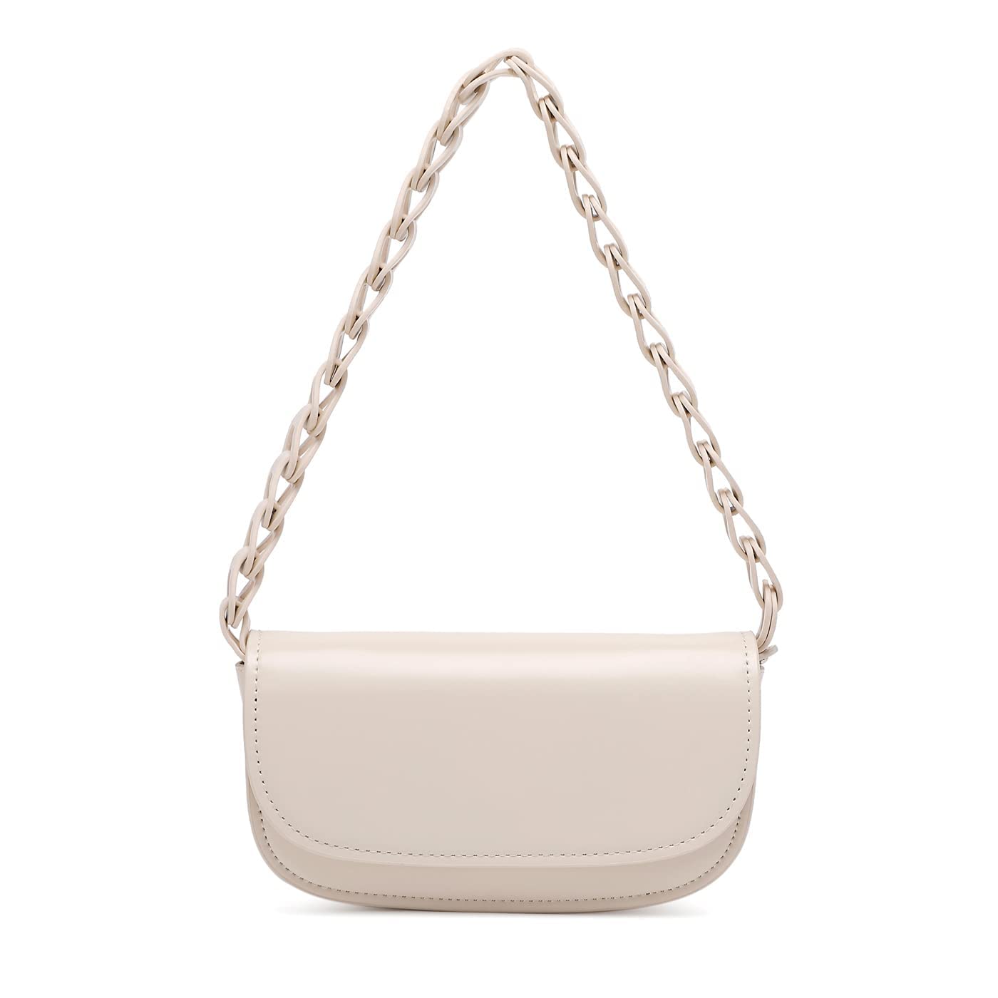 Leanoria 2 Straps Purse Designer Retro Classic Shoulder Bag Vegan Leather Clutch Tote Bag Small Crossbody Handbag (Off White)