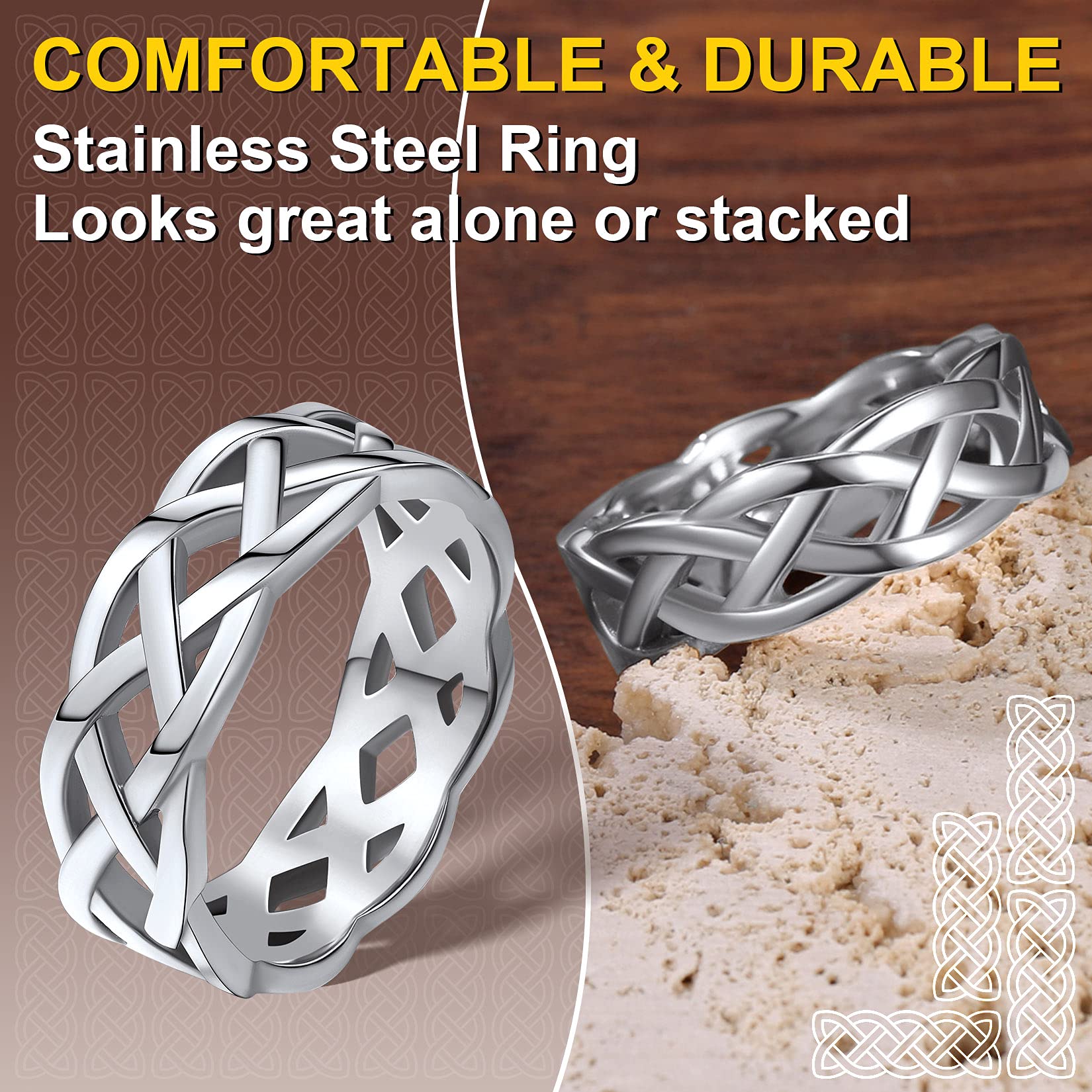 Irish Celtic Ring Women Stainless Steel Friendship Endless Knot Ring