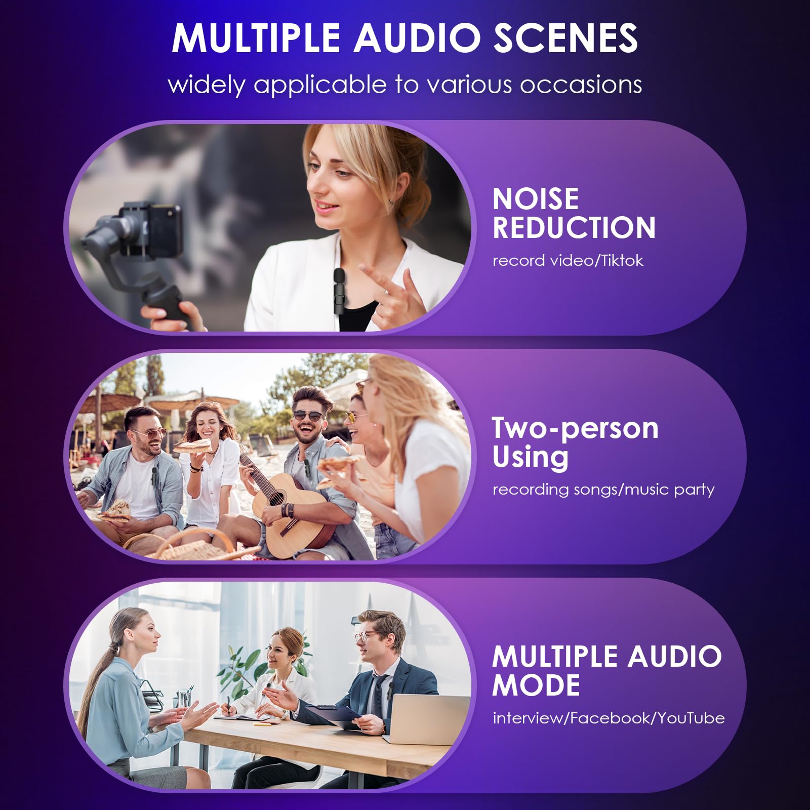 Nasam 2 Pack Mini Wireless Lavalier Microphones for iPhone, iPad - Tiny iPhone Mics Crystal Clear Sound Quality for Two-Person Using on Recording, Dubbing, YouTube, TikTok