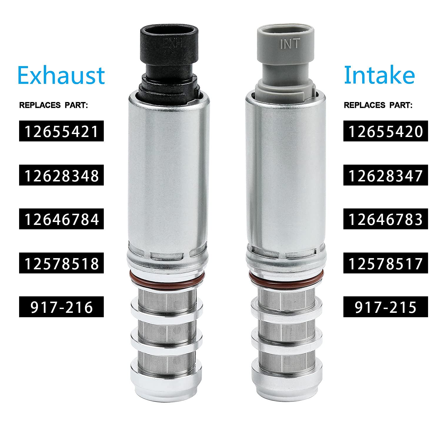 Intake & Exhaust Camshaft Position Actuator Sensor Solenoid Control Valve Kits for Chevrolet Equinox Malibu Cobalt HHR GMC Terrain Buick Pontiac 2.0L 2.2L 2.4L Replace 12655421 12655420