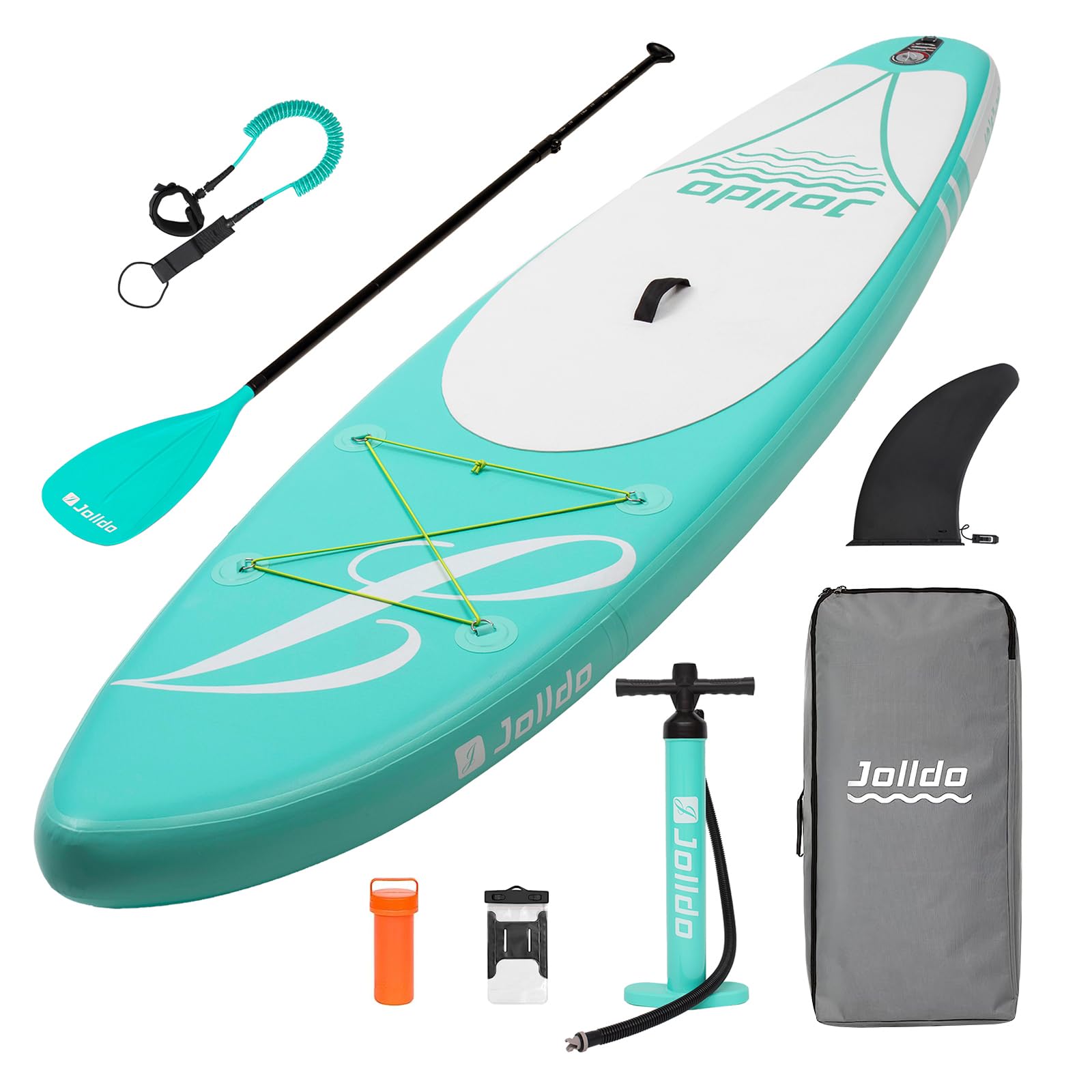 jolldo SUP Inflatable Paddle Board, Stand Up Paddle Board 10’6”×31"×6" Ultra-Light (17lbs) Paddle Board for Adults Youth, SUP with Bag, Adjustable Paddle, Pump, Leash, Fins, Repair Kit