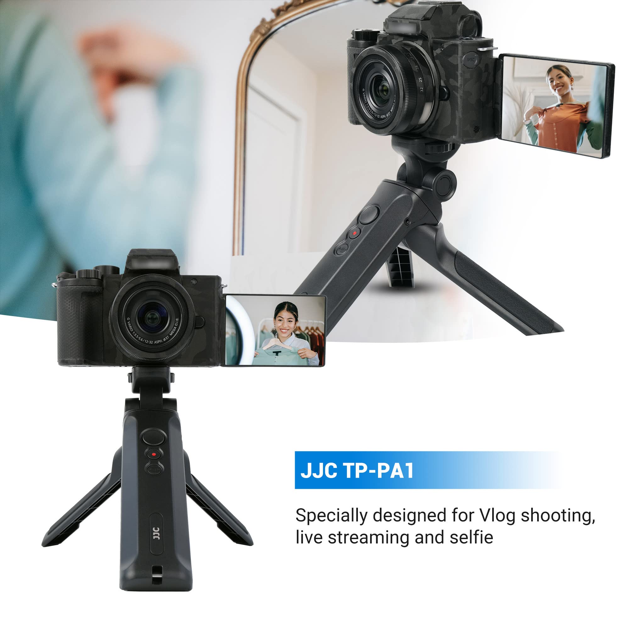 JJC 3 in 1 Mount Adapter Kit Cell Phone Clip Clamp Mini Extension Pole Tripod Stand Action Camera Video Vlog Holder for GoPro Hero9 Hero8 7 6 iPhone Samsung Galaxy Sony ZV-E10 ZV-1