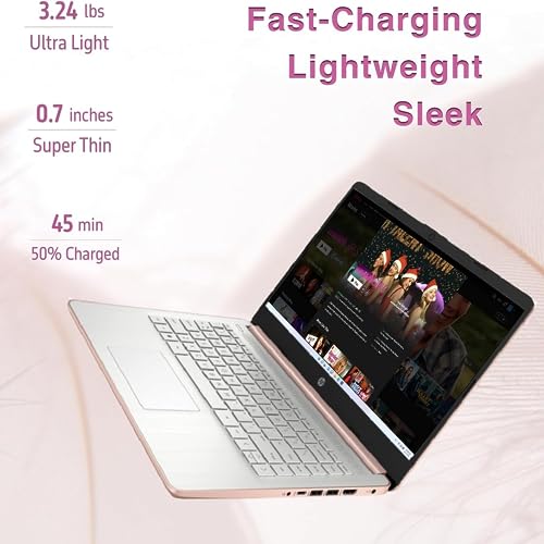 HP Newest Stream 14" HD Ultralight Laptop Computer, Intel 4-Core Celeron N4120 Processor, 8GB RAM, 192GB Storage(64GB eMMC+128GB Micro SD), 1 Year Office 365, Up to 11.5 Hours, Win11 S, Rose Gold