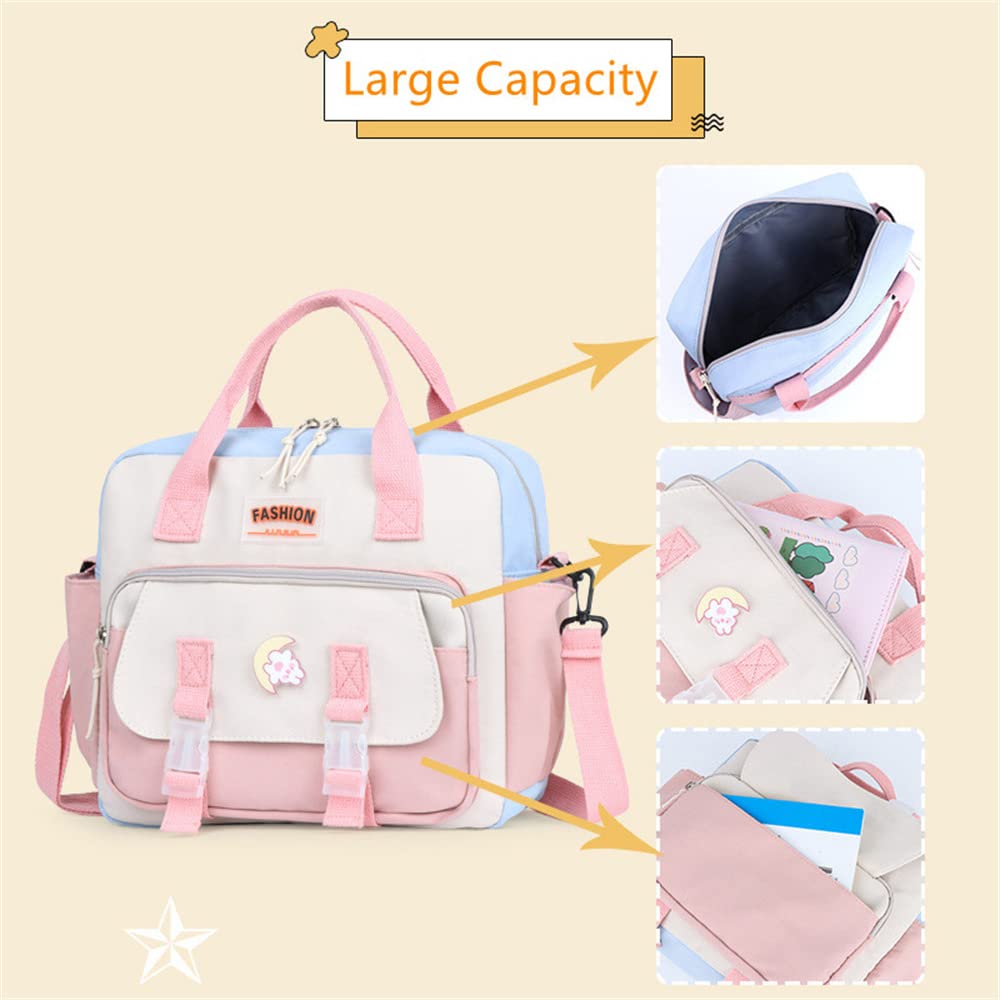 JELLYEA Kawaii Backpack Cute Tote Bag Girl School Crossbody Shoulder Bag with Kawaii Accessories Multi Purpose (Grey)
