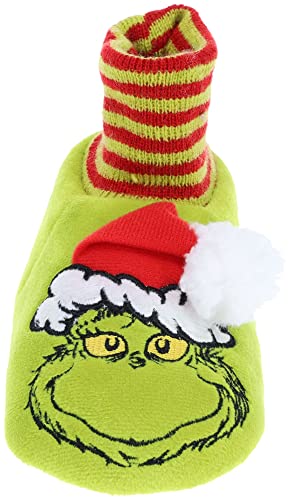 The Grinch Socktop Slipper for Toddlers, Holiday Slipper Sock with 3D Santa Hat, Green, Toddler Size 9/10