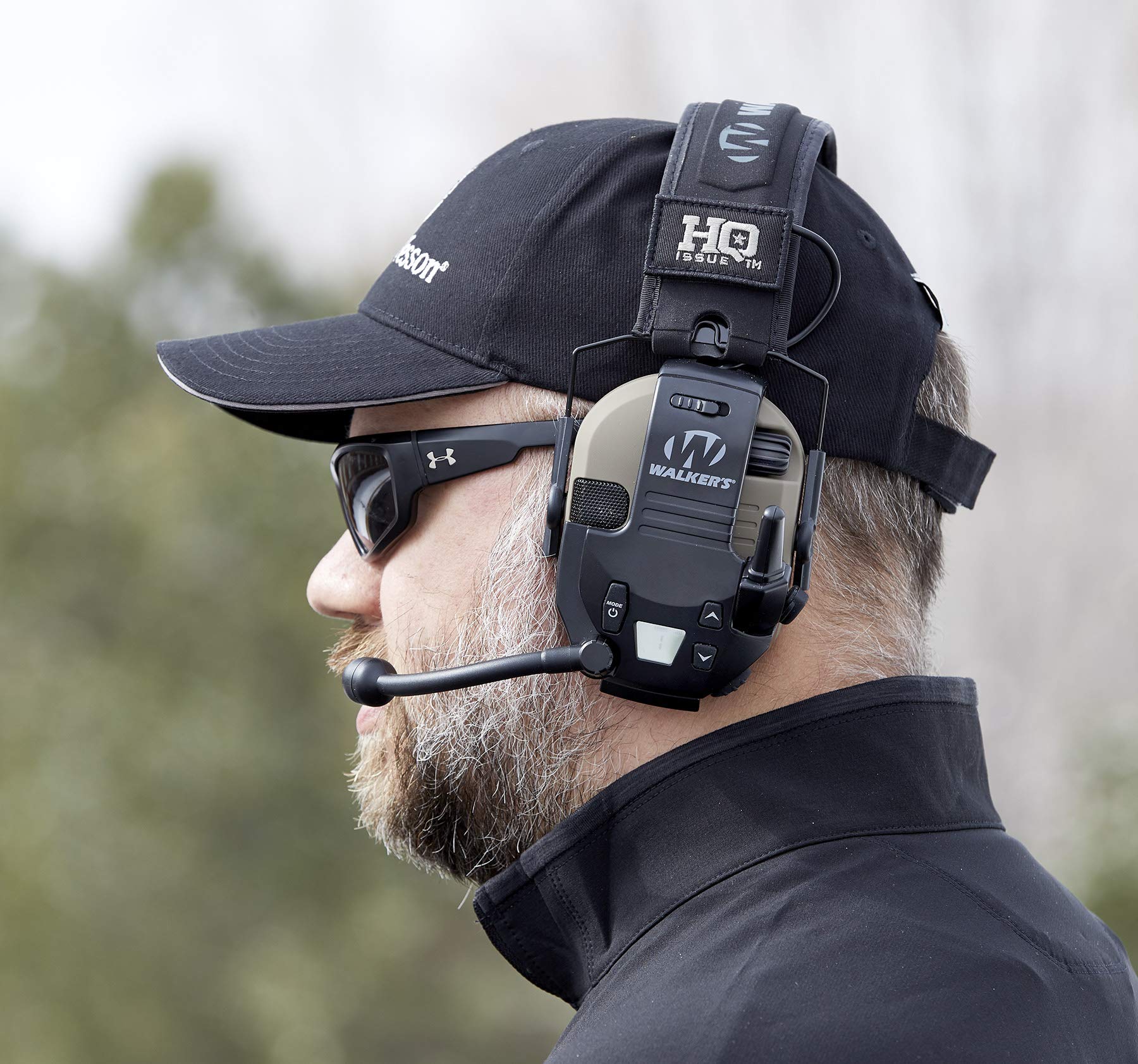 HQ ISSUE Walker's Razor Slim Low Profile Electronic Ear Muffs with Walkie Talkie, Shooting Hearing Protection 2 Pack Flat Dark Earth