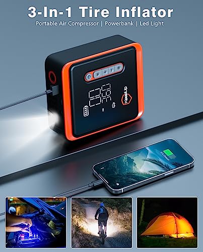 Tire Inflator Portable Air Compressor - KEEPUP 150 PSI Cordless Air Pump with 10000mAh Rechargeable Battery for Car Tires Ebike Motorcycles Bicycles Balls