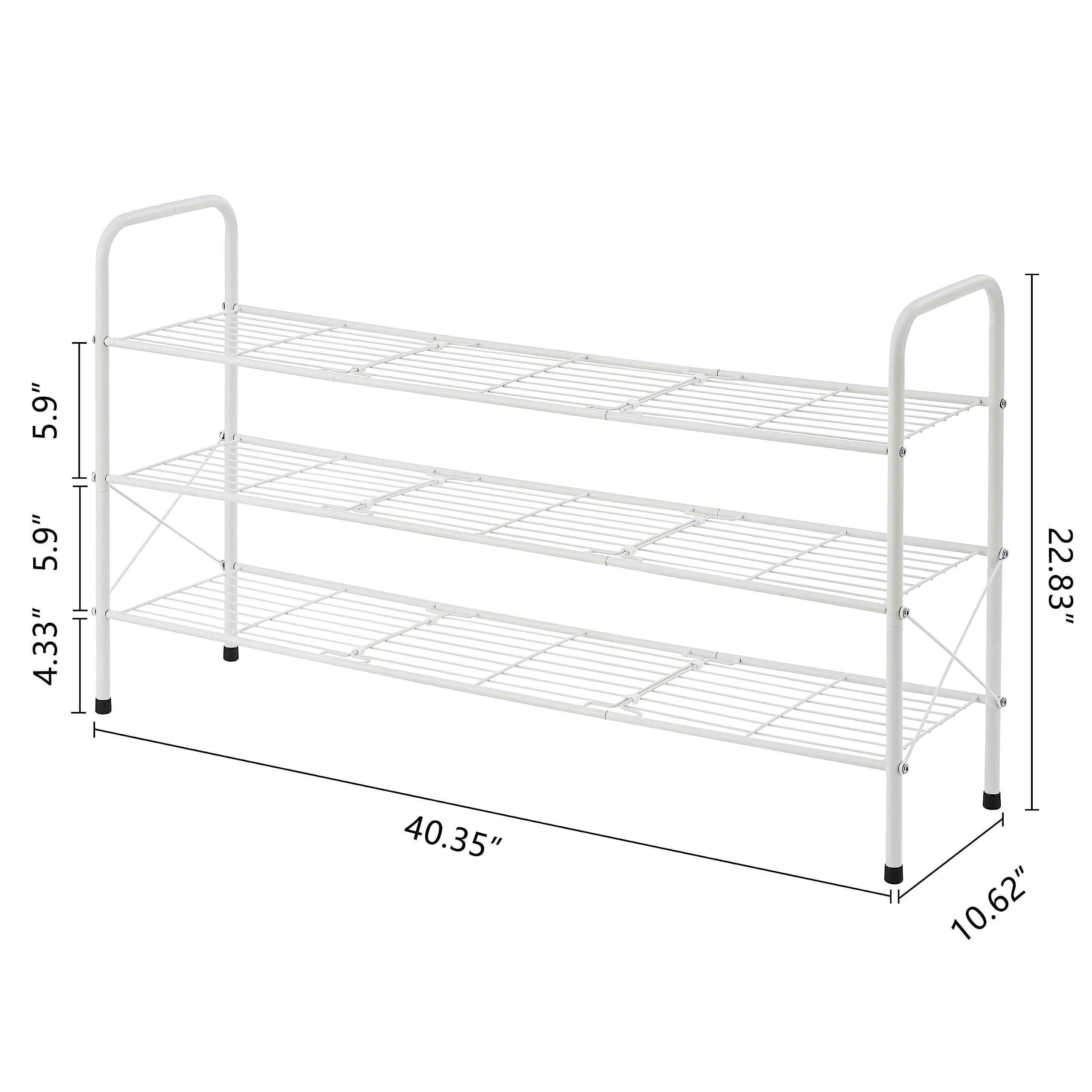 Hoctieon 3 Tier Durable Mesh Style Shoe Rack, Entryway Shoe Shelf, Shoe Rack FreeStanding, Shoe Storage Organizer, Shoe Rack for Closet, White