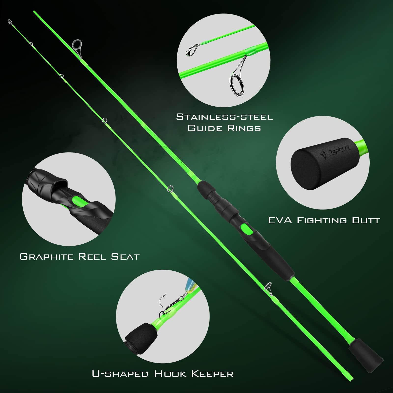 KastKing Zephyr Spinning Rods, 7'0"- M -2 pcs