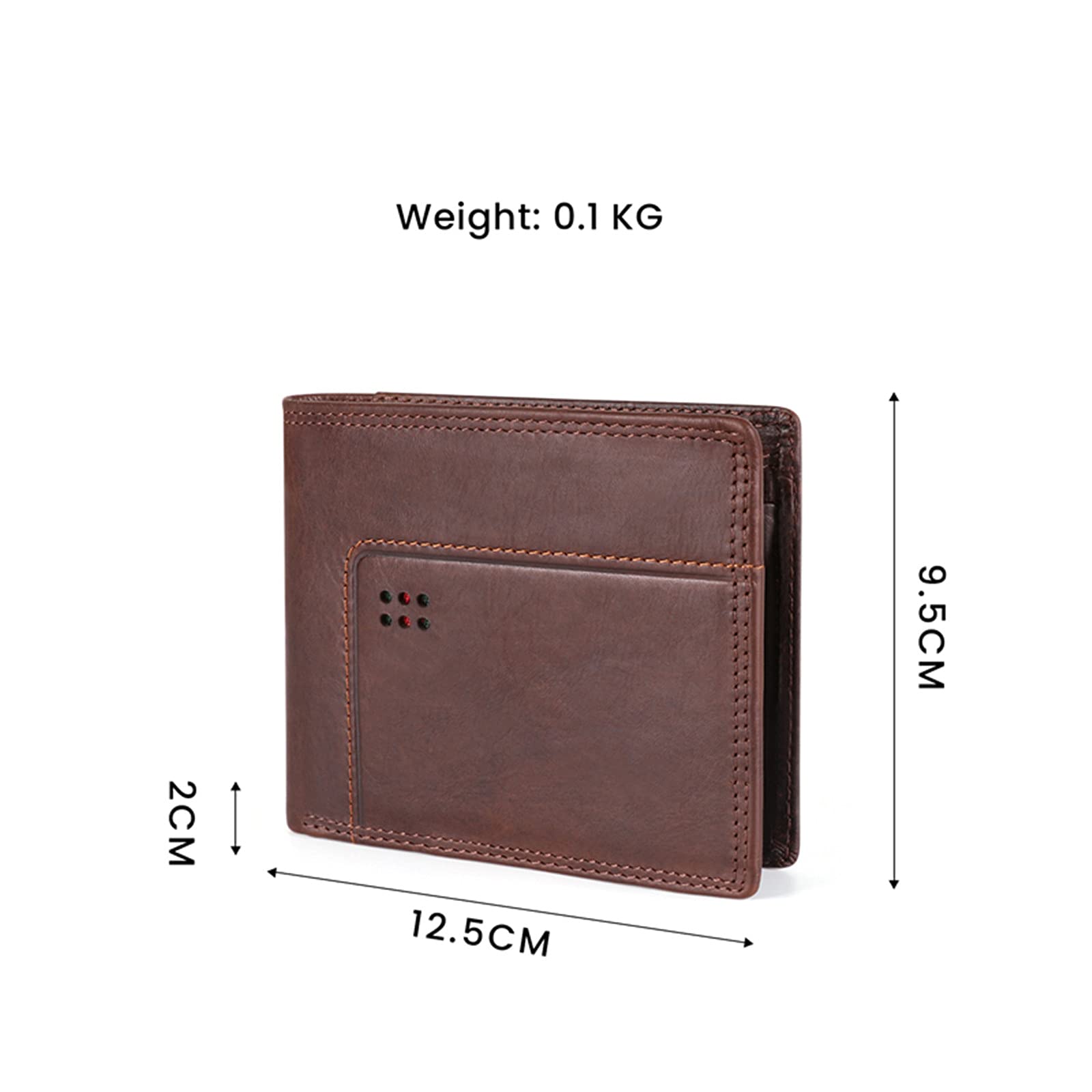 Leather Wallets for Men Men's Wallets Card Cases Money Organizers RFID Blocking Wallet Card Case with ID Window Brown 11x9x1cm