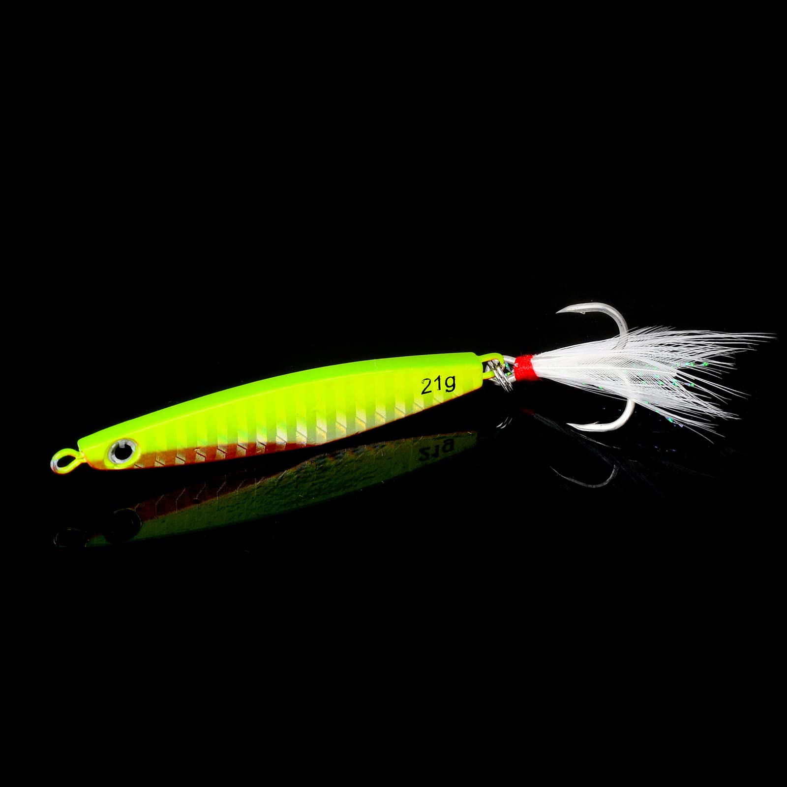 JD Tackle Freshwater/Saltwater Fishing Metal Jig Flat Fall with Treble Hook Lure 2.5IN 21G / 0.74OZ - 7 Pieces