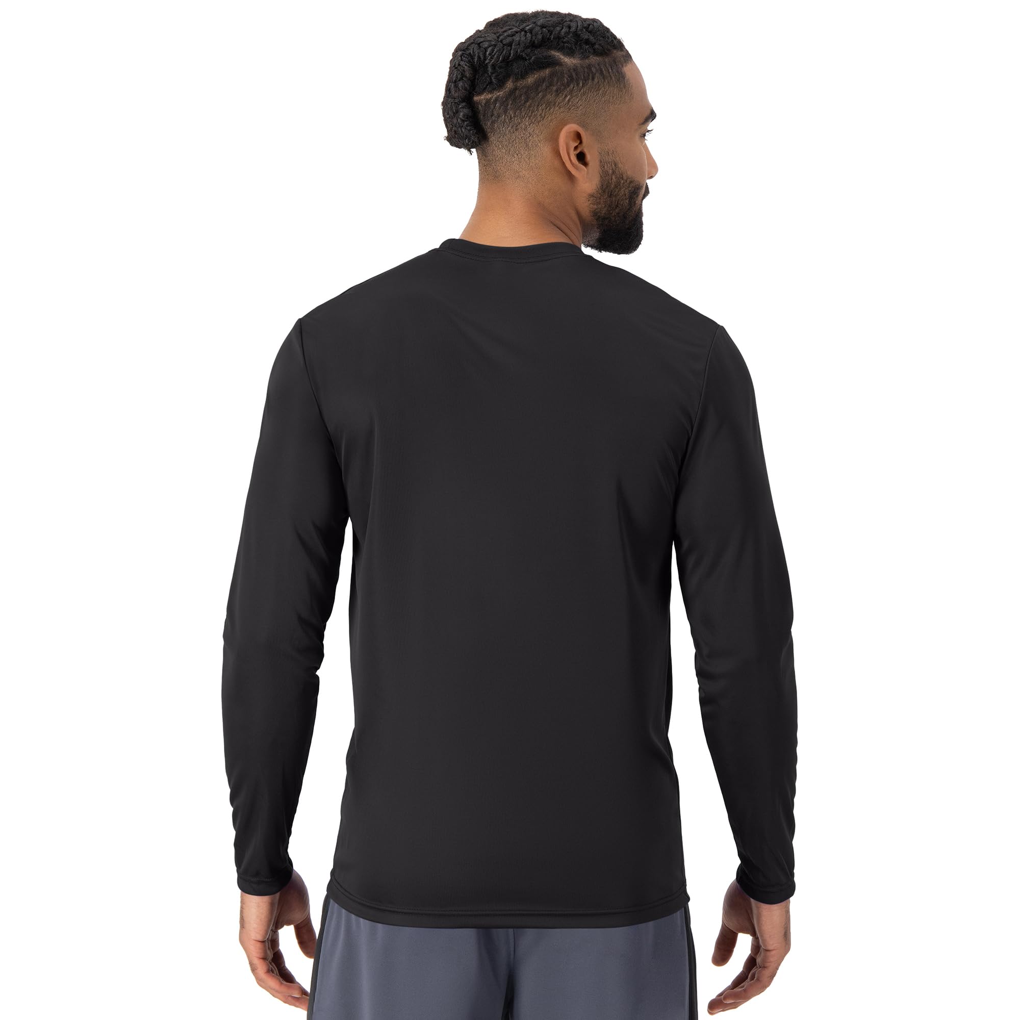 Hanes mens Long Sleeve Cool Dri T-shirt Upf 50+ (Pack of 2) athletic shirts, Black, Large US