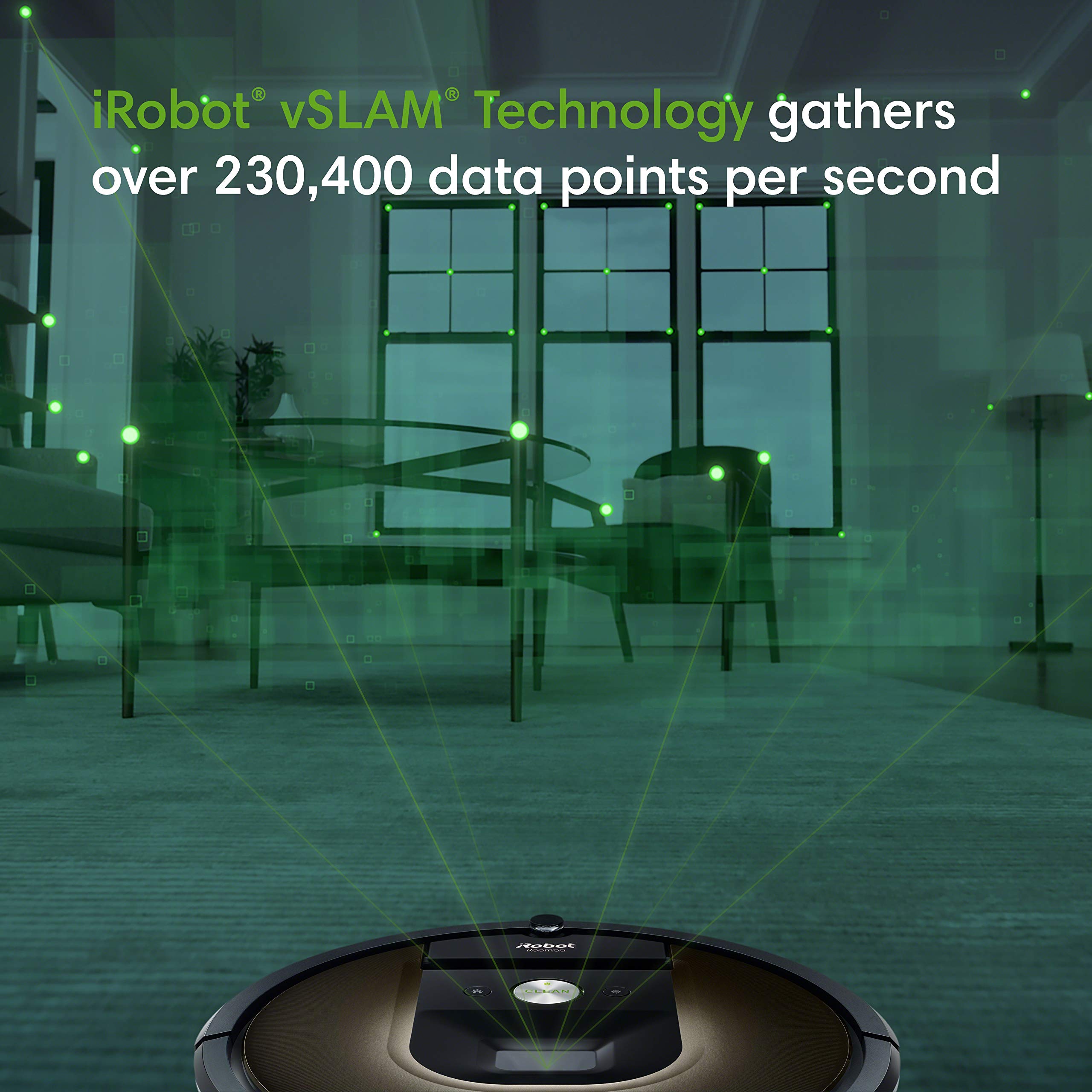 iRobot Roomba 981 Robot Vacuum - Wi-Fi, Compatible with Alexa, Ideal for Pet Hair, Carpets, Hard Floors, Power Boost Technology with Echo Dot (4th Gen)