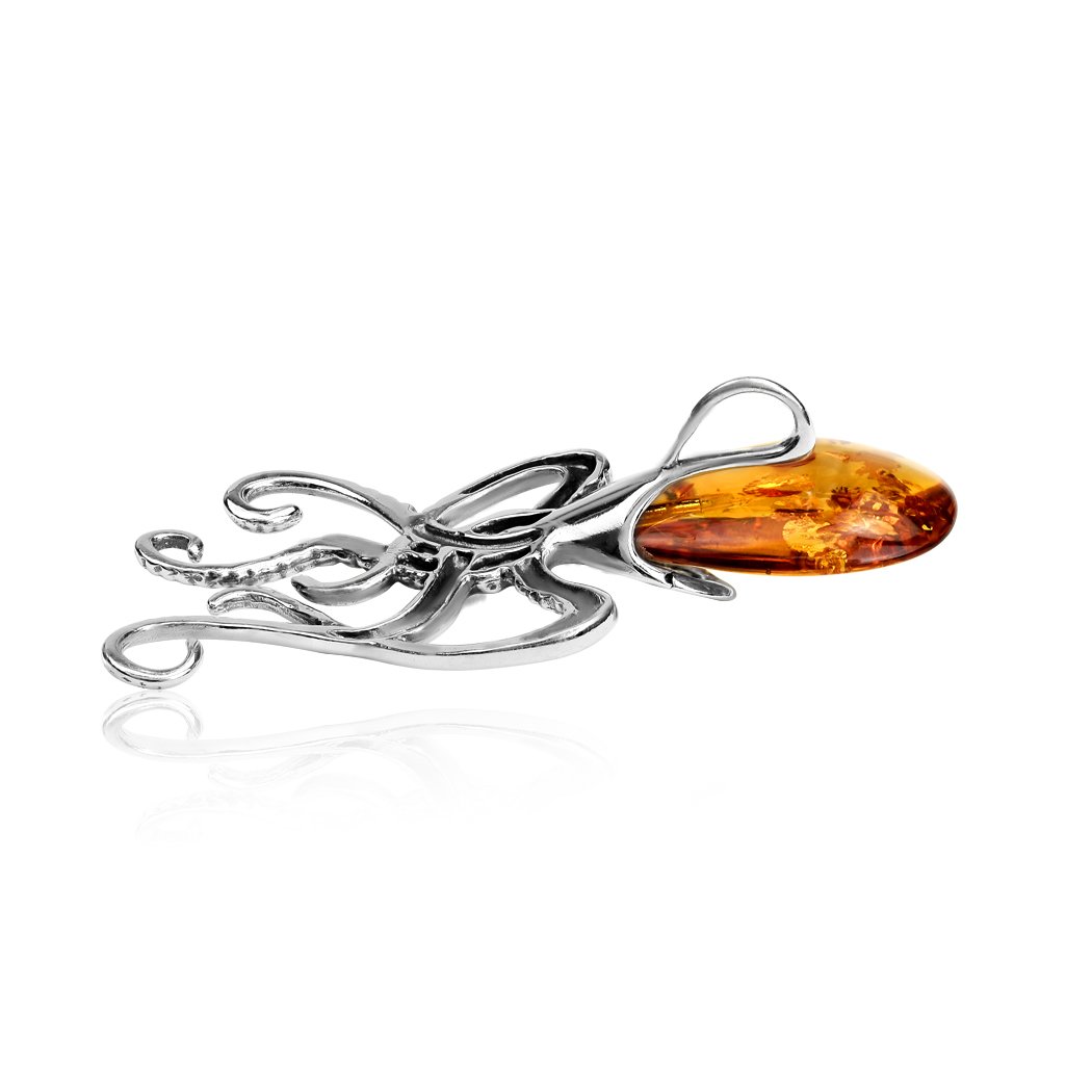 Ian and Valeri Co. Amber Sterling Silver Octopus Large Pendant