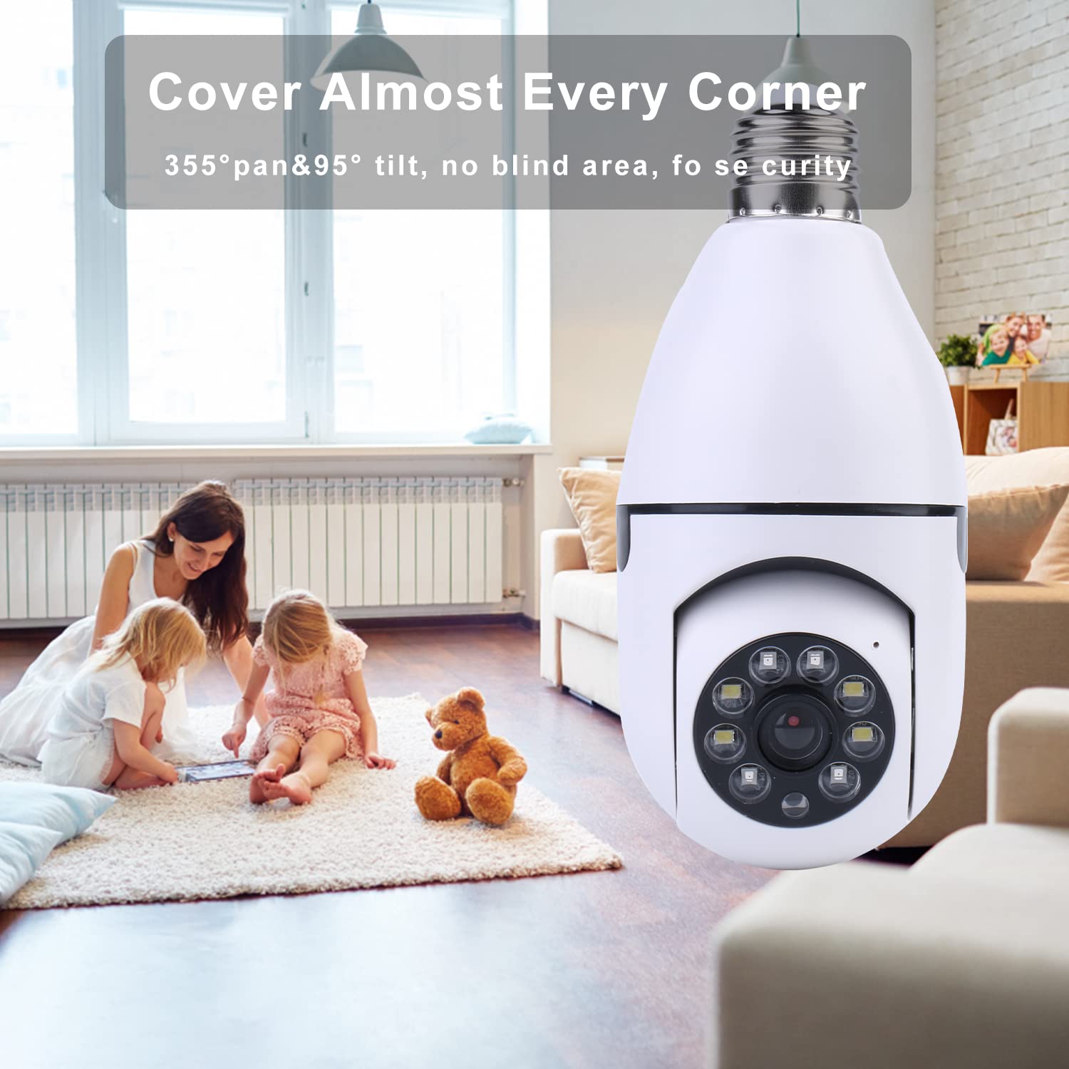 HPX WiFi Light Bulb Camera Security: 360 Degree Outdoor Lightbulb Camera, Night Vision Porch Light Camera, Remote Light Socket Camera Security for Home Indoor Outdoor