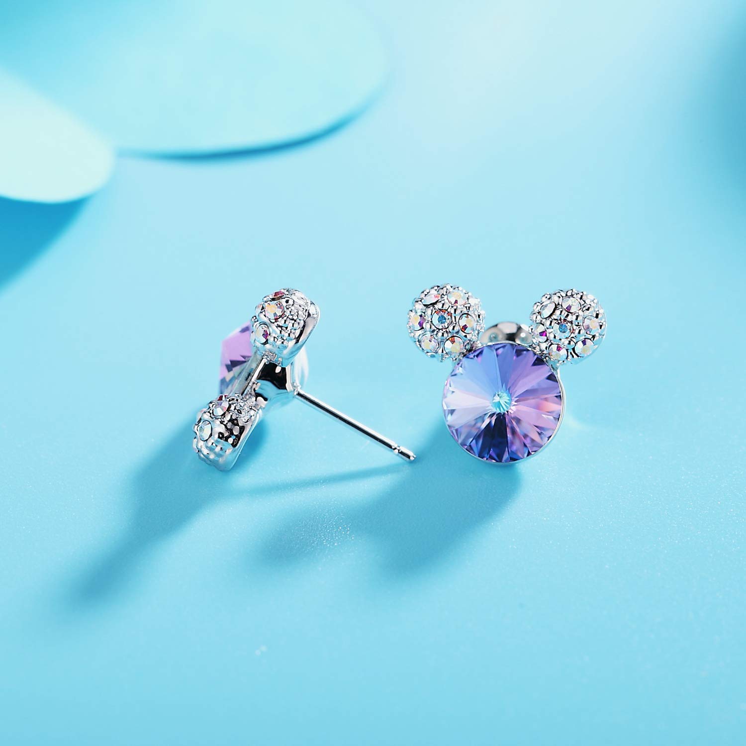 HERAYLI Mouse Stud Earrings for Girls/Women, Sparkling crystal Lovely Earrings Jewelry Gift