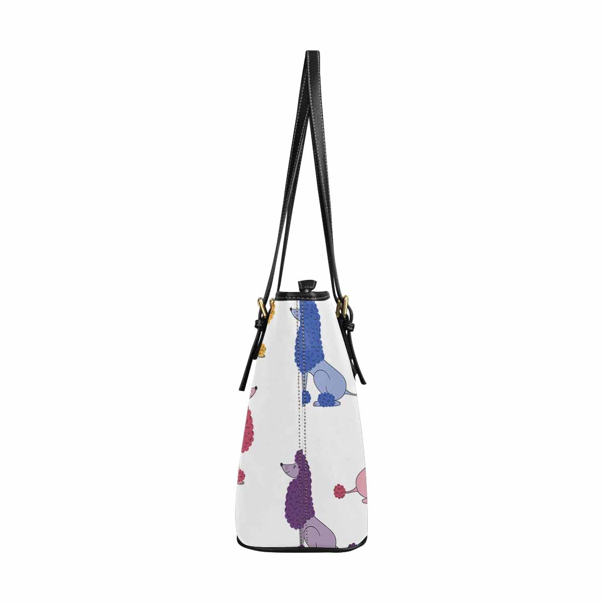 InterestPrint Cute Colorful Poodle Dog Custom PU Leather Totes Top Handle Casual Shoulder Bags