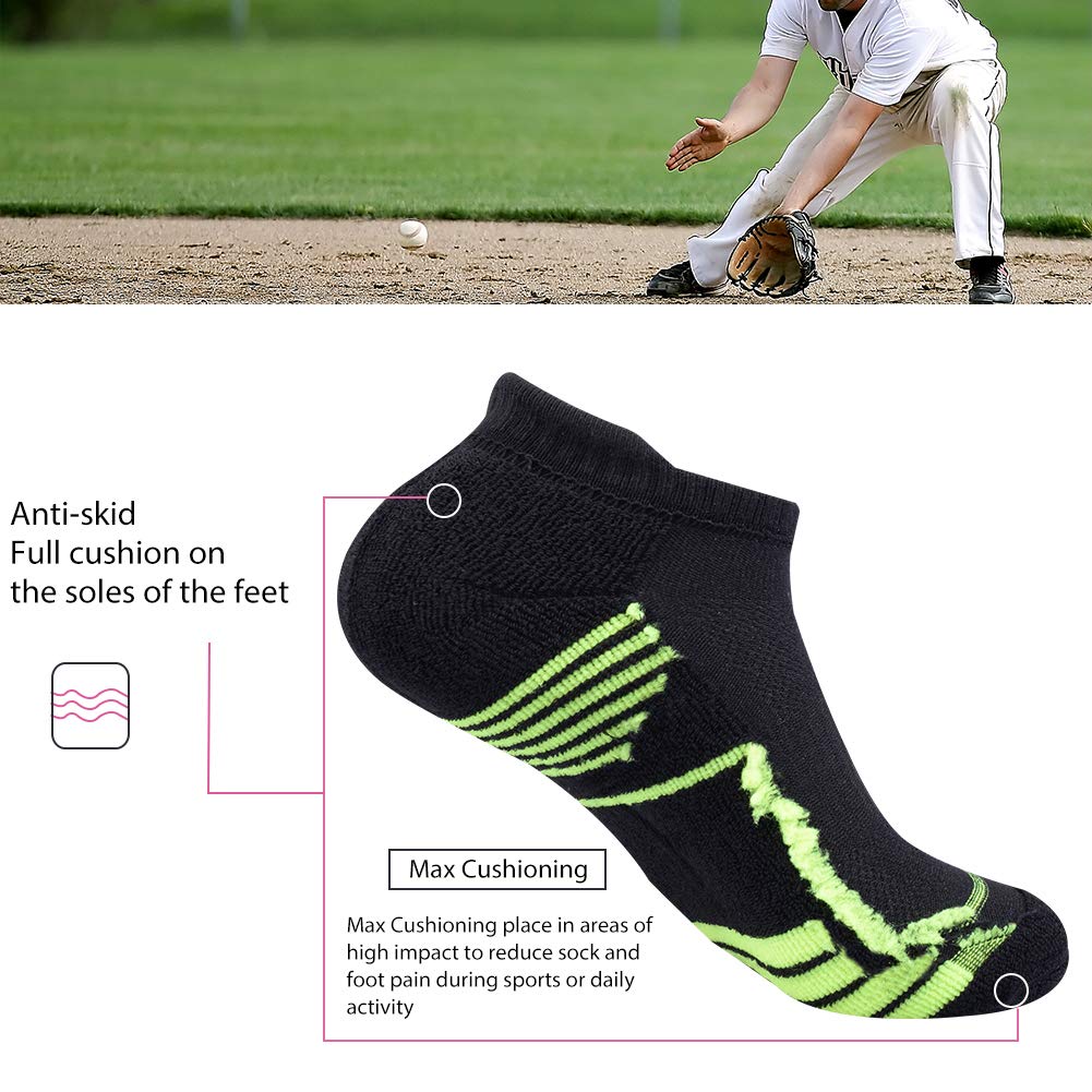 JOYNÉE Mens Ankle Athletic Low Cut Socks for Men Sports Running Cushion 6 Pack,Deep Grey,Sock Size 10-13