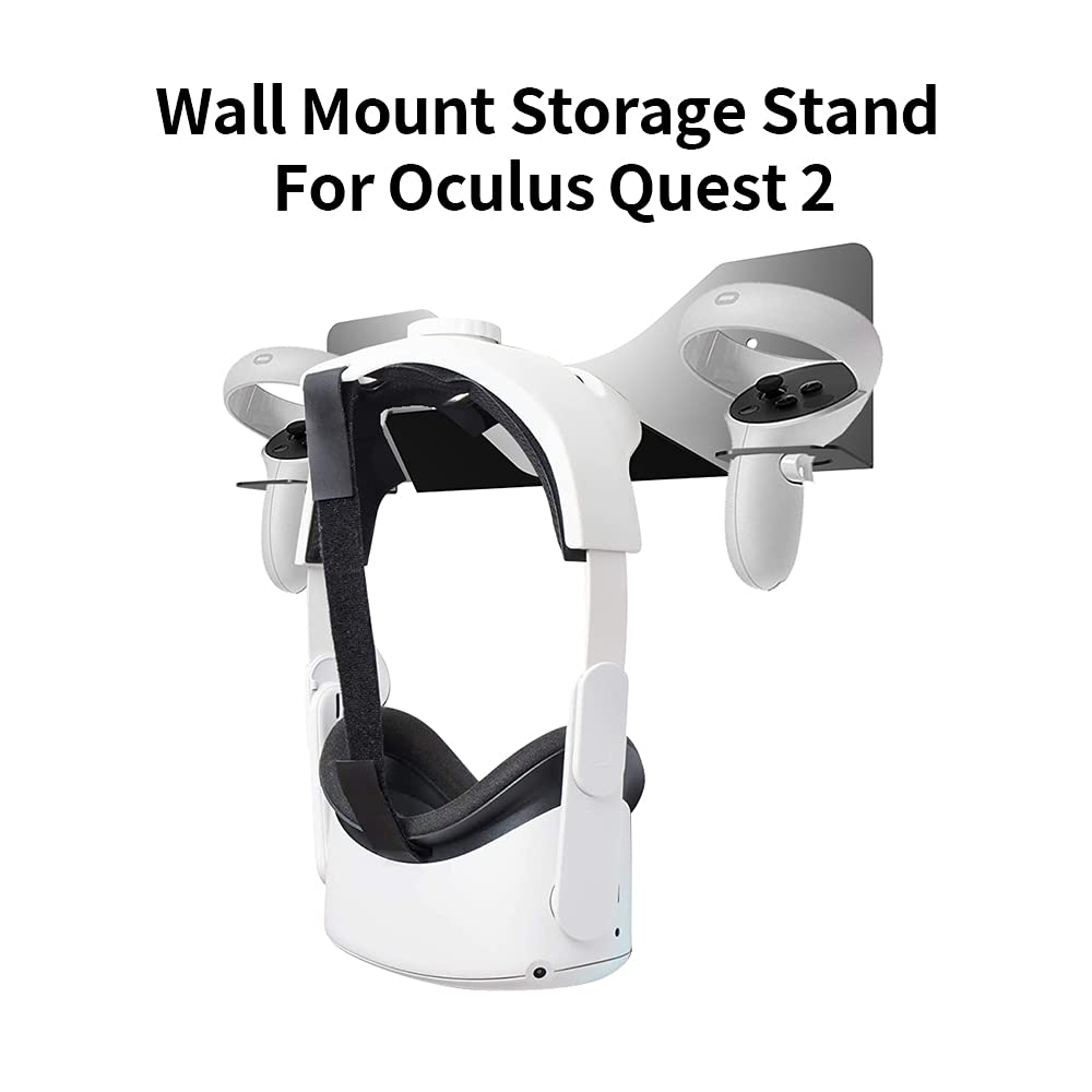 JDDWIN VR Headset Wall Mount Storage Stand Hook Compatible for Oculus Quest 2,Quest,Rift-S, HP Reverb G2, HTC Vive, Vive Pro,Valve Index,PS VR (Black)