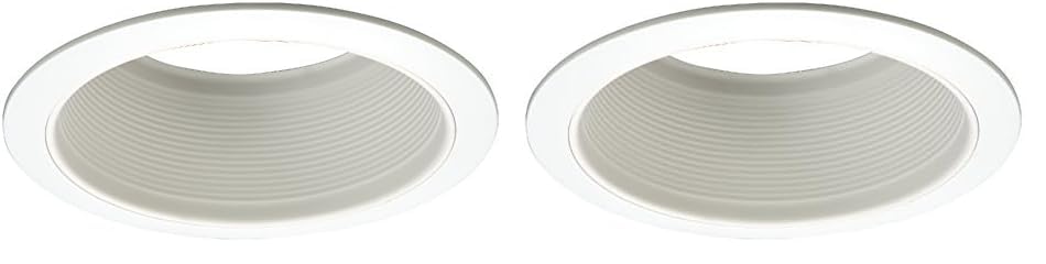 HALO E26 Series 6 in. White Recessed Ceiling Light Fixture Trim with White Straight Side Metal Baffle (Pack of 2)