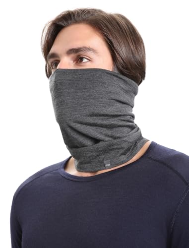 Icebreaker Merino Flexi Chute Ski Neck Gaiter For Women, Men, 100% Merino Wool - Comfortable, Versatile Neck Warmer Buff And Snowboard Face Mask - Breathable, Warm Gaiters For Adults - Jet Heather