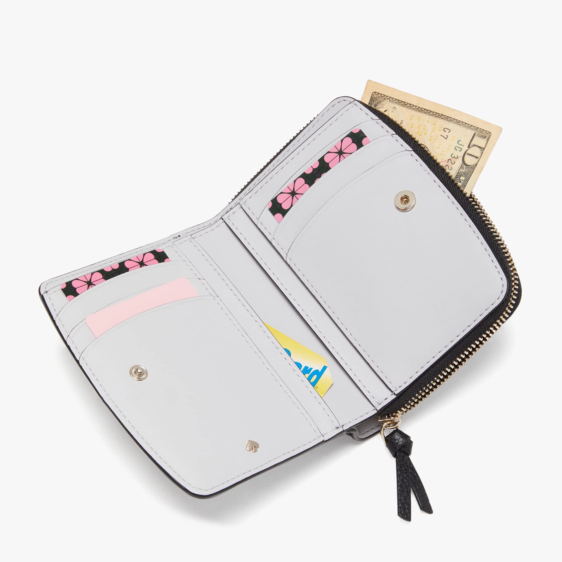 Kate Spade New York Knott Pebbled Leather Small Compact Wallet Black One Size