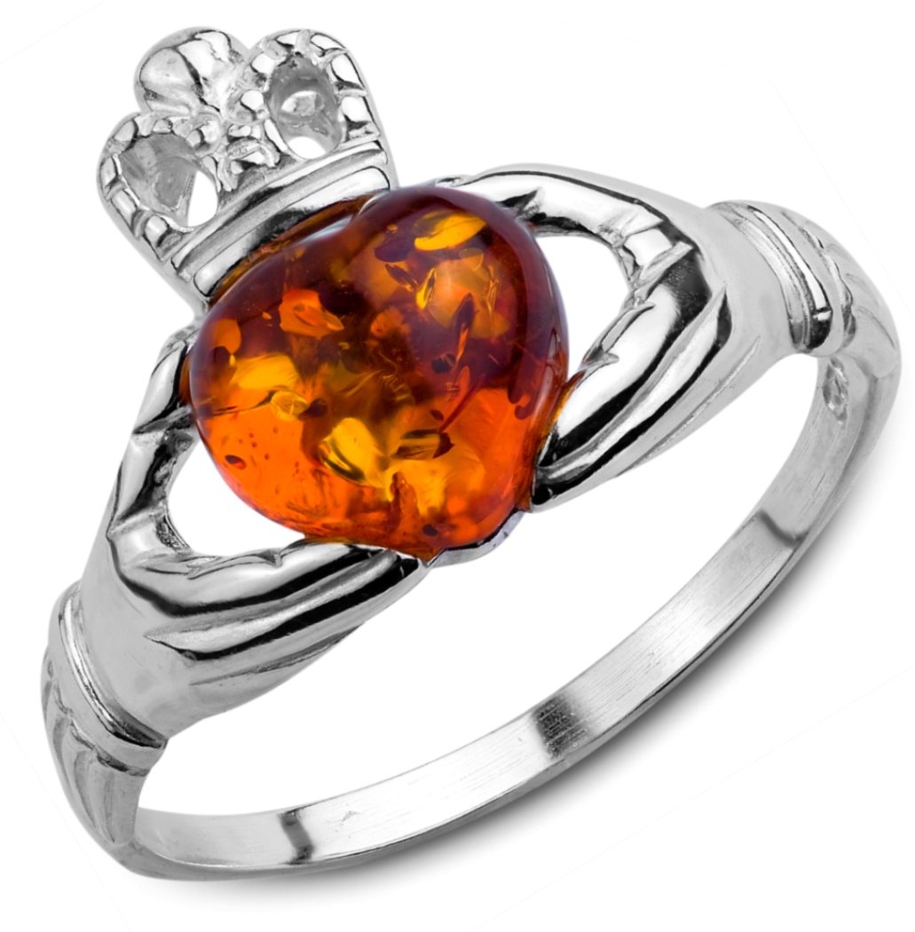 Ian and Valeri Co. Amber Sterling Silver Claddagh Ring.