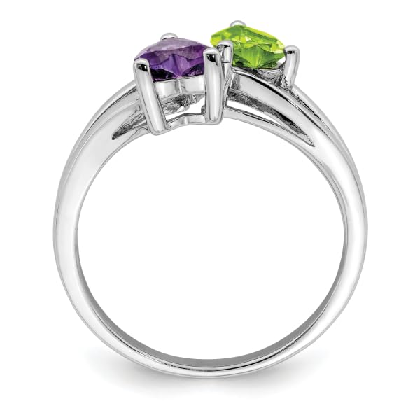 IceCarats 925 Sterling Silver Purple Amethyst Green Peridot Diamond Heart Love Ring Gemstone Band Size 9