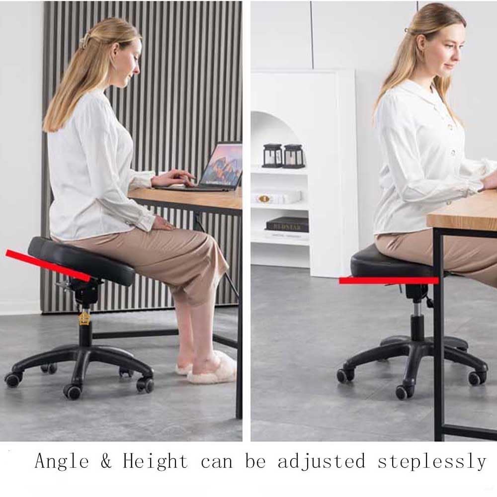 YEMOMSEAT Footrest Stool for Chair,Height and Angle Adjustable, Ottoman Stool for sitting, Kneeling chair with Angled Seat for Better Posture,Black